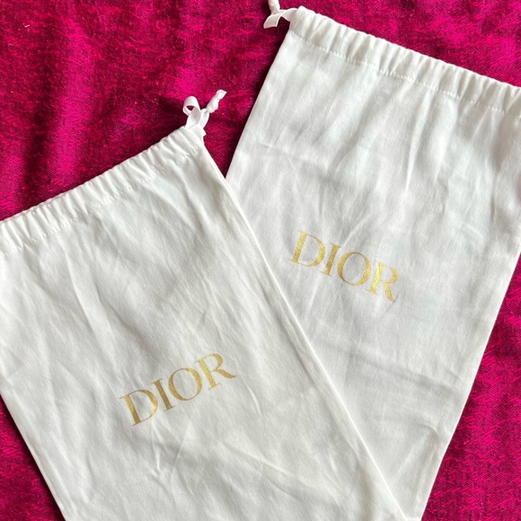 Dior | Bags | Dior Dust Bags Pack Of Two In White With Gold Writing ...